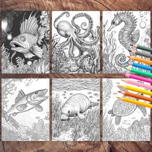 50 Sea Animals Coloring Book | Printable Ocean Creatures | Fun Activity ...