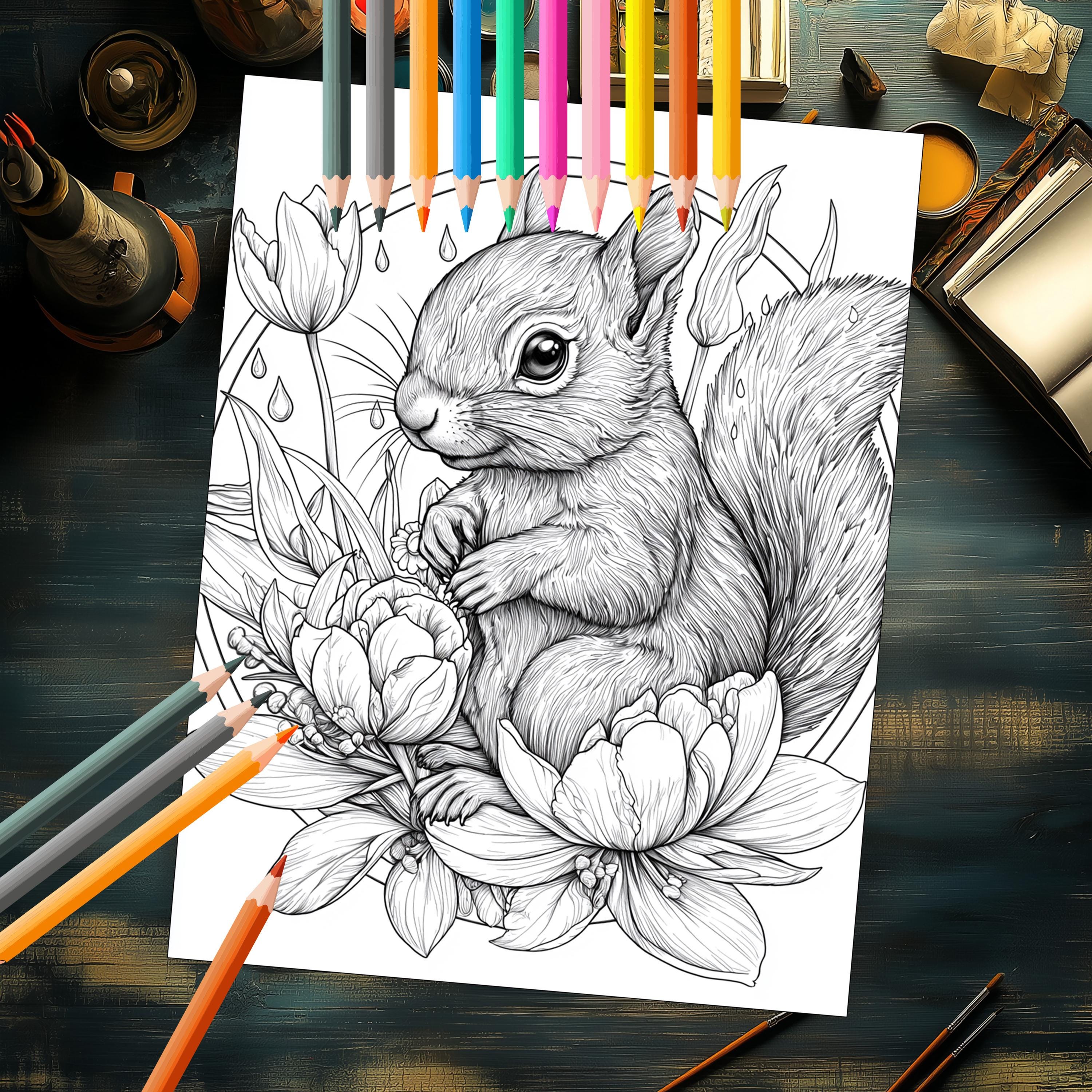 50 Woodland Squirrel Mandala Coloring Pages | Adults + Kids Instant ...
