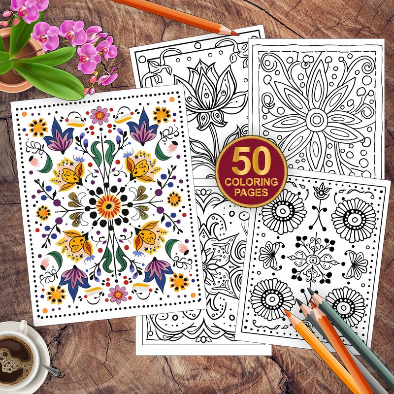 Flower Coloring Page - Etsy