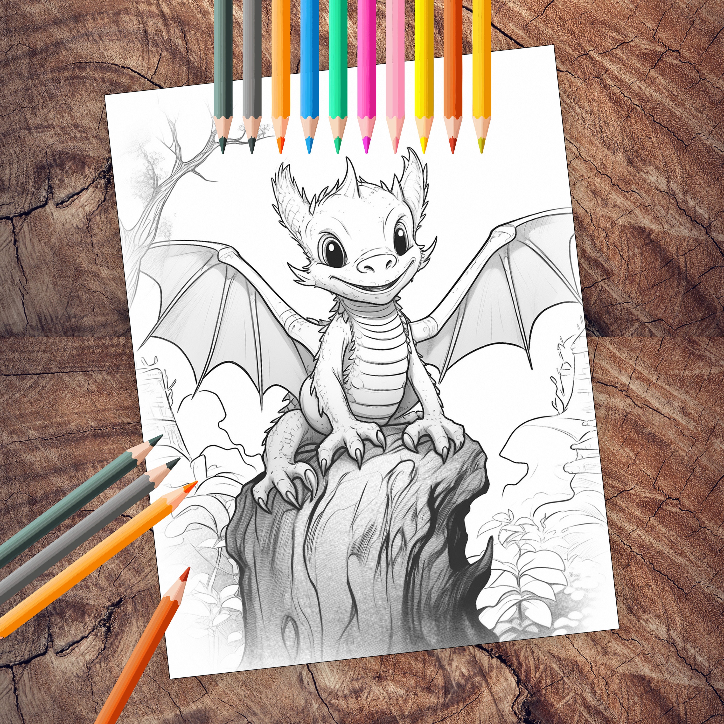 60 Dragons Fantasy Coloring Page Book | Printable Pdf | Instant ...