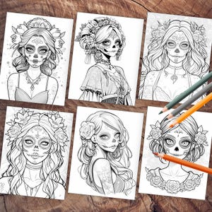 50 Spooky Girl Coloring Book | Goth Girl Coloring Sheets | Instant ...