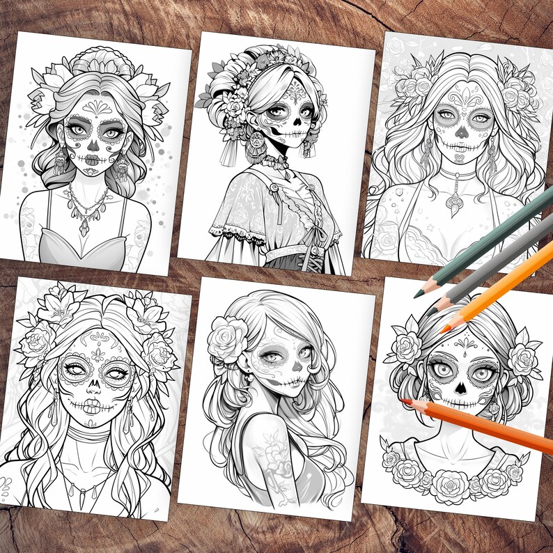 50 Spooky Girl Coloring Book Goth Girl Coloring Sheets Instant Download ...