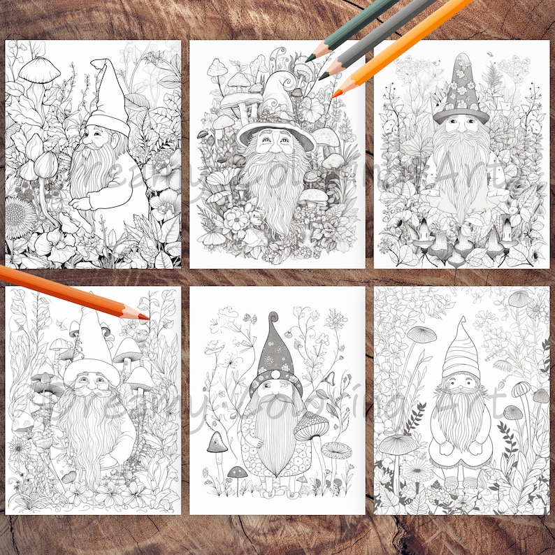 30 Secret Garden Gnomes Coloring Book | Fairy Prints | Nursery Wall Art ...