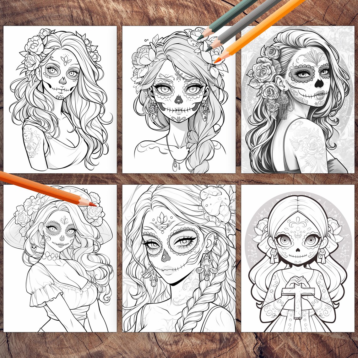 50 Spooky Girl Coloring Book Goth Girl Coloring Sheets Instant Download ...