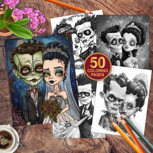 50 Halloween Wedding Coloring Pages Instant Download Fall Coloring Page ...