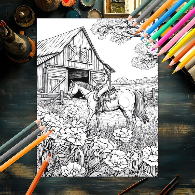50 Cowgirls Coloring Pages | Digital Download for Kids and Adults ...