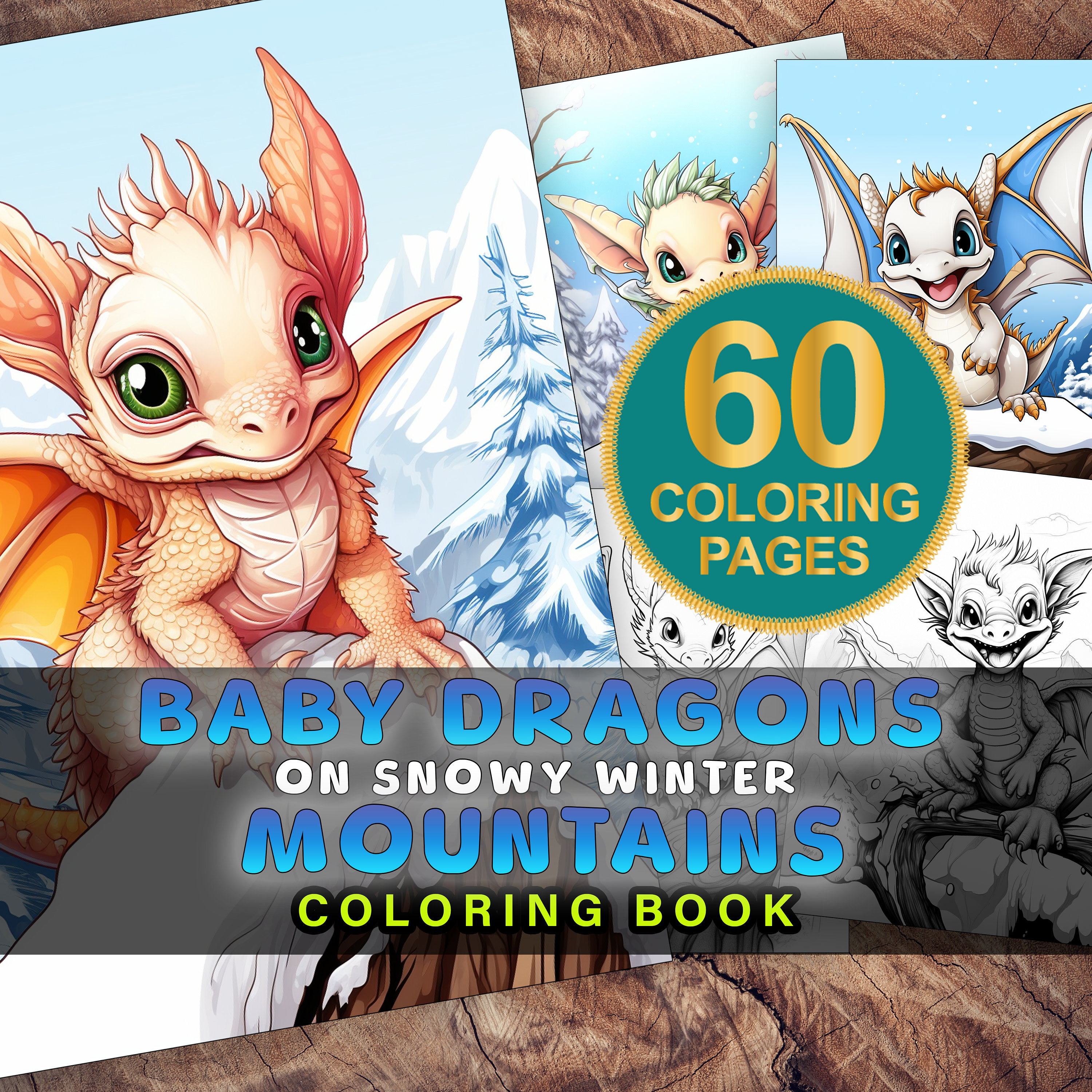60 Dragons Fantasy Coloring Page Book Printable Pdf Instant Download ...