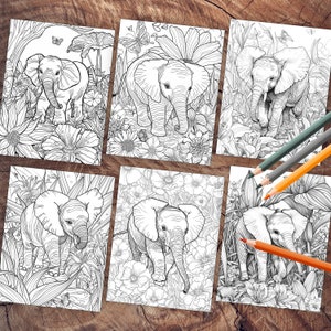 50 Baby Elephant Coloring Pages | Safari Jungle Floral Coloring Book ...
