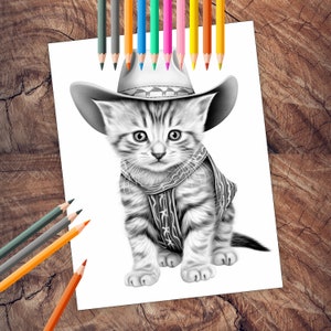 130 Kittens Dressed as Cowboys Coloring Pages | Cats Coloring Book ...