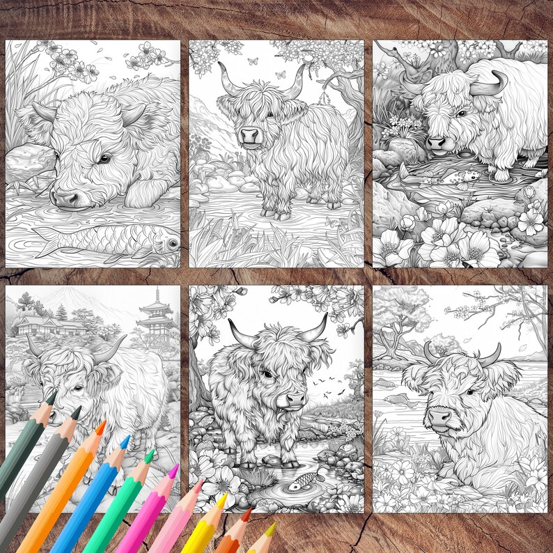 50 Highland Cow Coloring Pages | Bold and Easy Designs | Perfect for ...