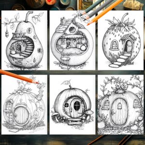 50 Fruit House Coloring Pages | Printable Fantasy Coloring Sheets ...