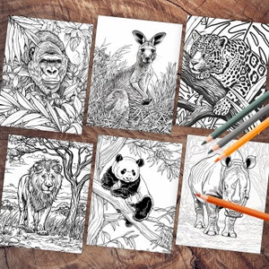 50 Wild Animals Coloring Pages | Safari Jungle Coloring Page | Adult ...