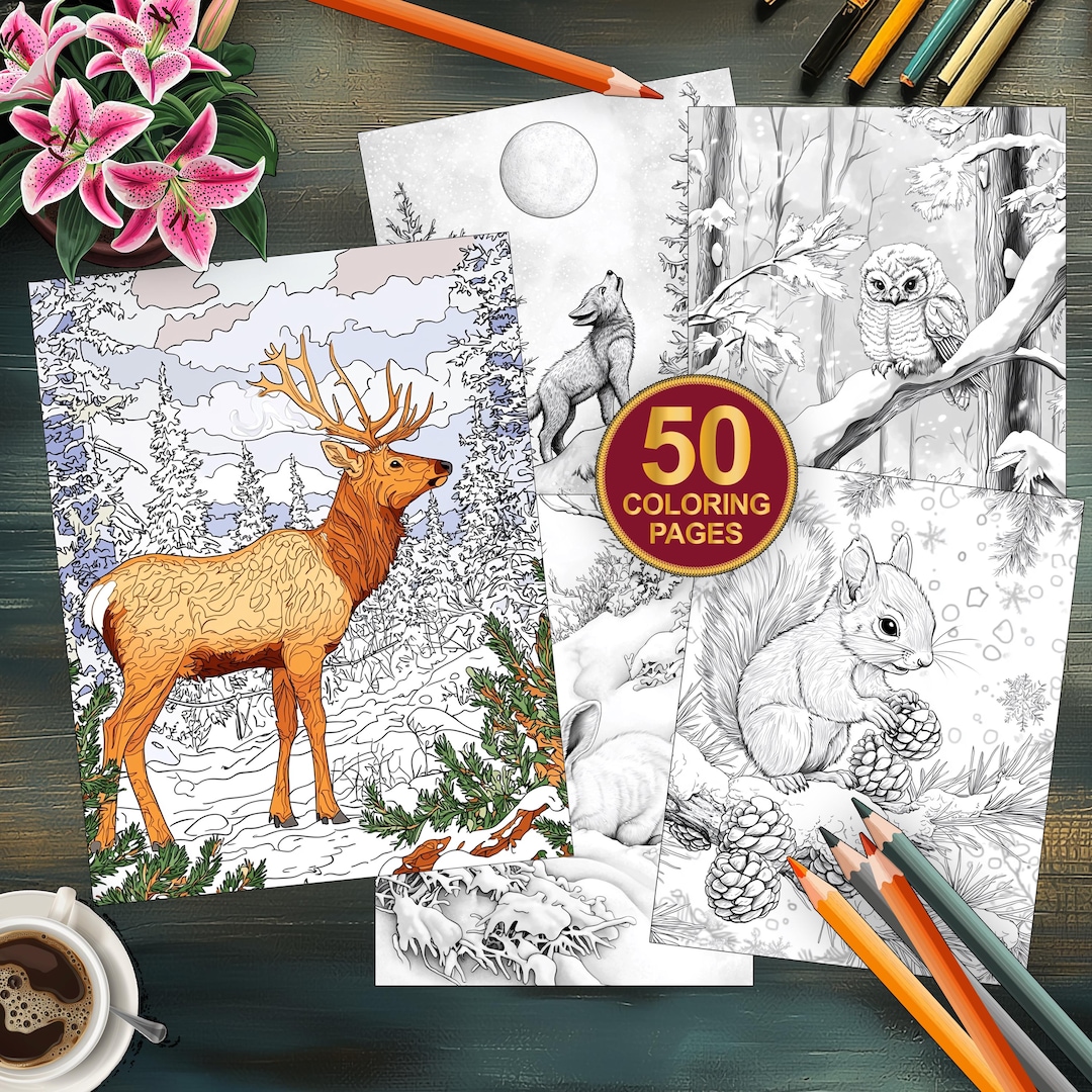 50 Winter Woodland Creatures Coloring Pages - Cute Animal Designs for ...