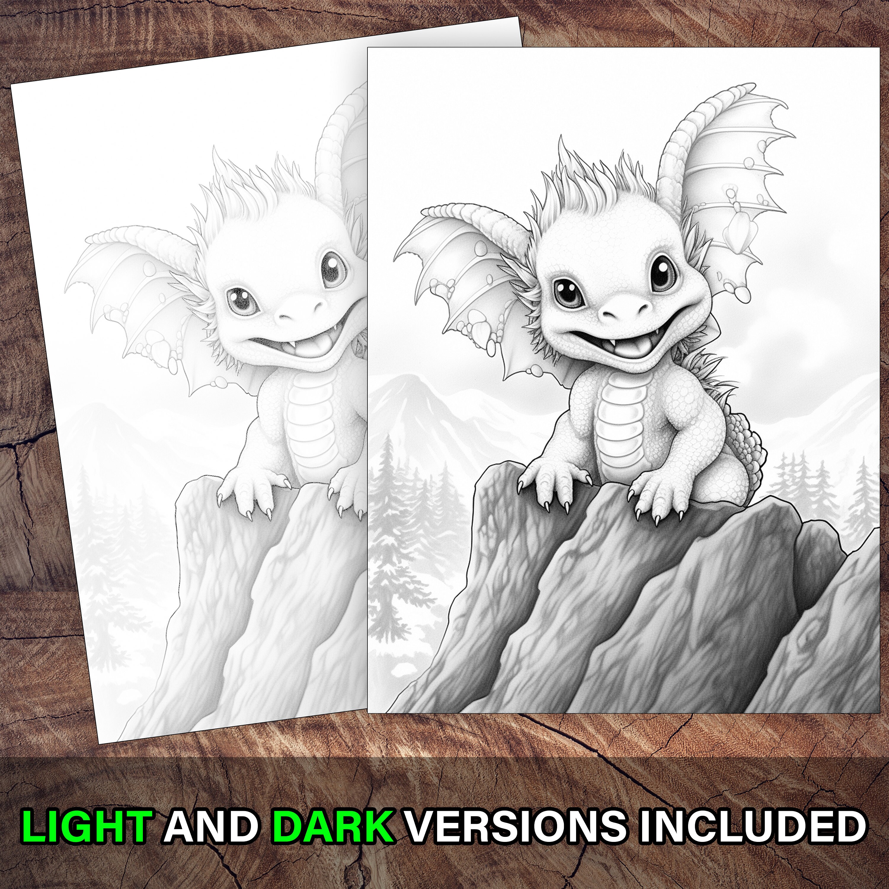 60 Dragons Fantasy Coloring Page Book Printable Pdf Instant Download ...