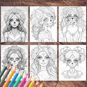50 Spooky Girl Coloring Book | Goth Girl Coloring Sheets | Instant ...