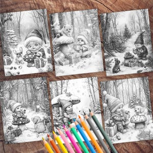 50 Winter Gnomes Coloring Book | Christmas Gnome Coloring Book | Winter ...