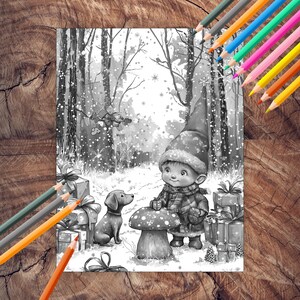 50 Winter Gnomes Coloring Book | Christmas Gnome Coloring Book | Winter ...