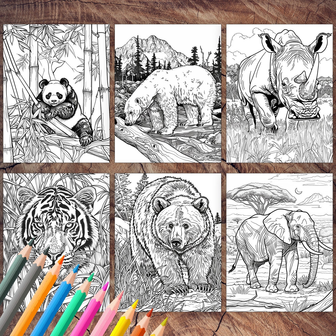 50 Wild Animals Coloring Pages Safari Jungle Coloring Page Adult Kids ...