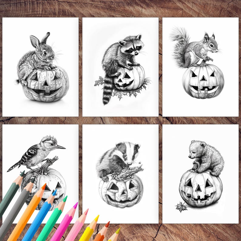 50 Woodland Animals Halloween Coloring Pages | Adults + Kids Instant ...