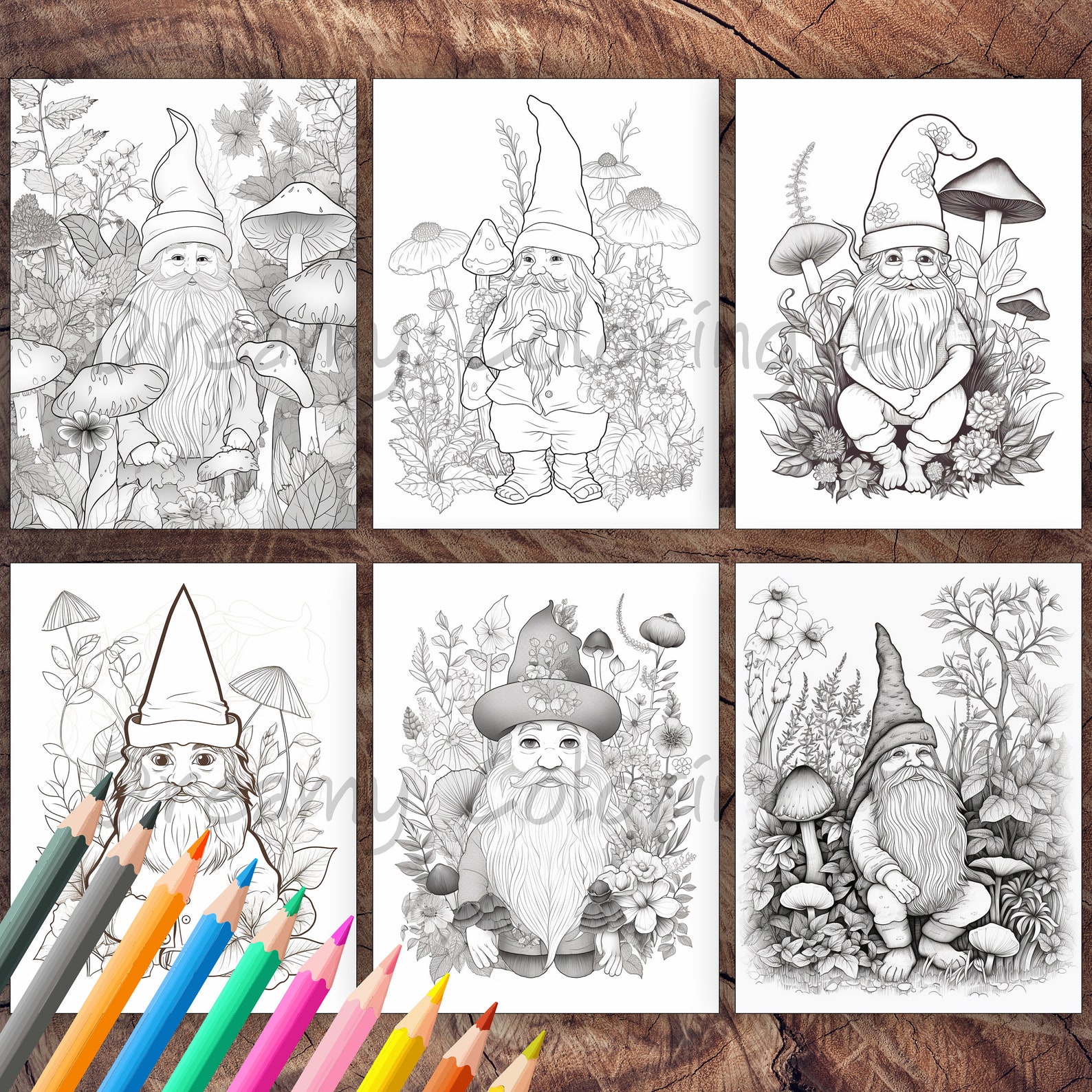 30 Secret Garden Gnomes Coloring Book | Fairy Prints | Nursery Wall Art ...