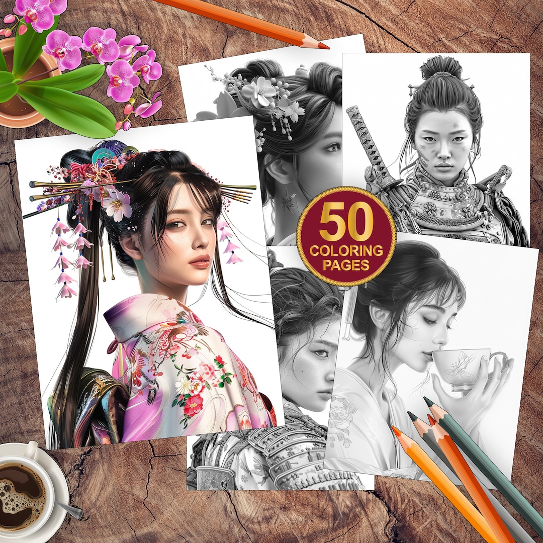 50 Japanese Princess Coloring Pages Samurai Coloring Book Japanese ...