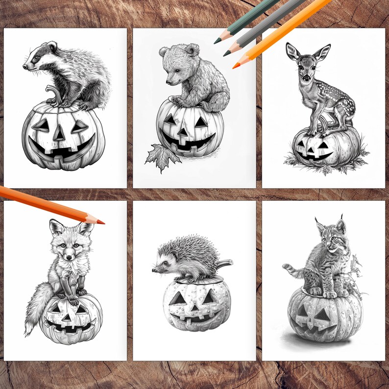 50 Woodland Animals Halloween Coloring Pages | Adults + Kids Instant ...