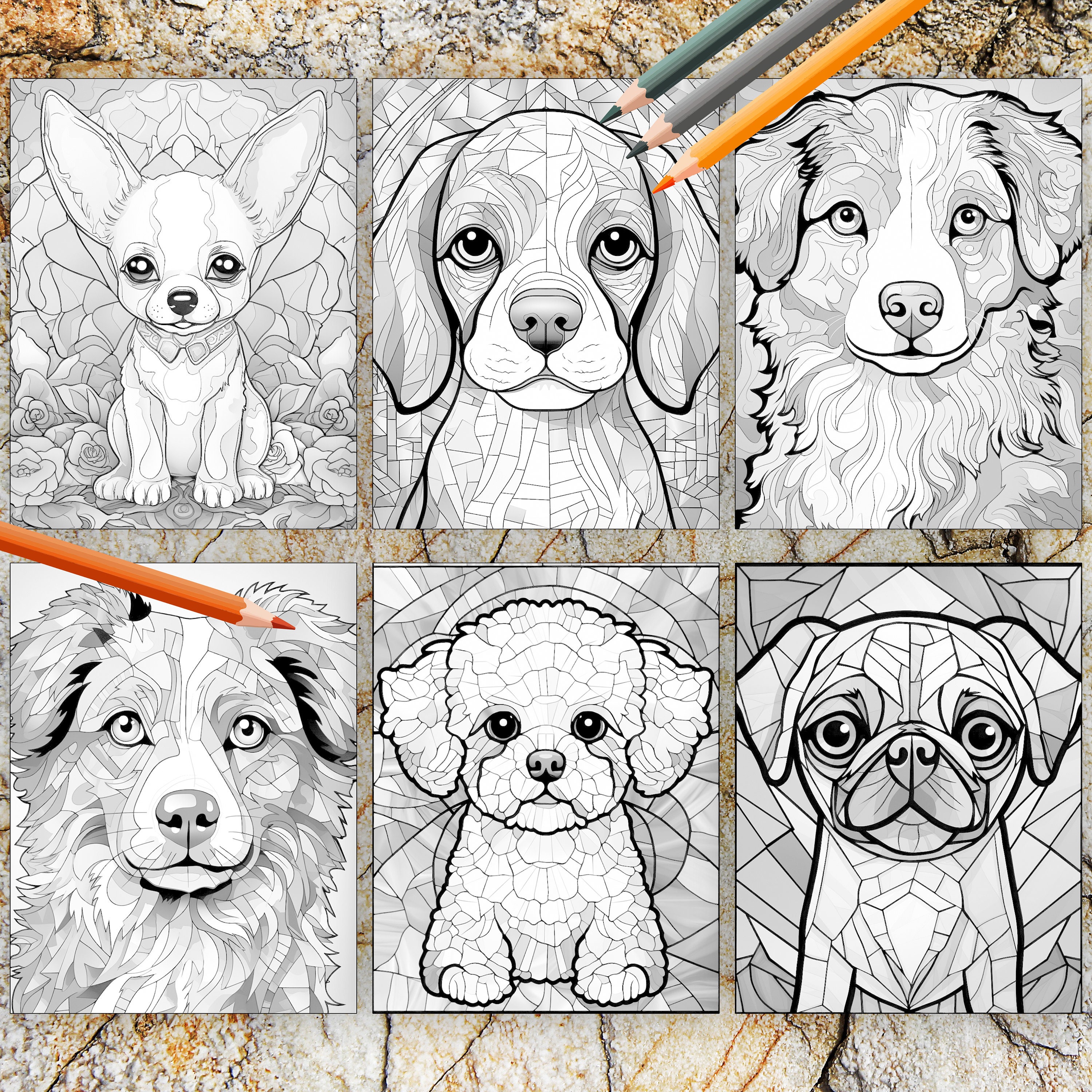 Cute Dog Coloring Pages for Kids - Printable Digital Download - Fun ...