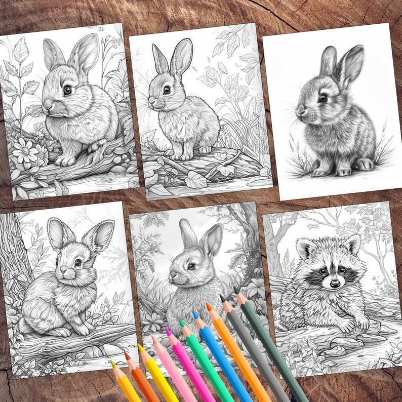 50 Woodland Animals Coloring Pages Adults Kids Instant Download ...