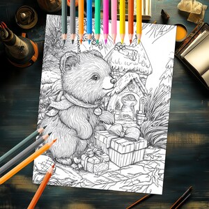 50 Woodland Christmas Animals Coloring Pages | Adults + Kids Instant ...