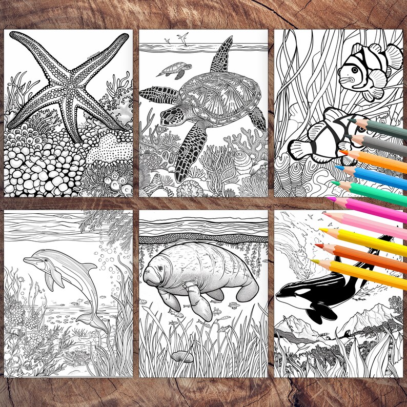 50 Sea Animals Coloring Pages Ocean Animal Coloring Pages Instant ...
