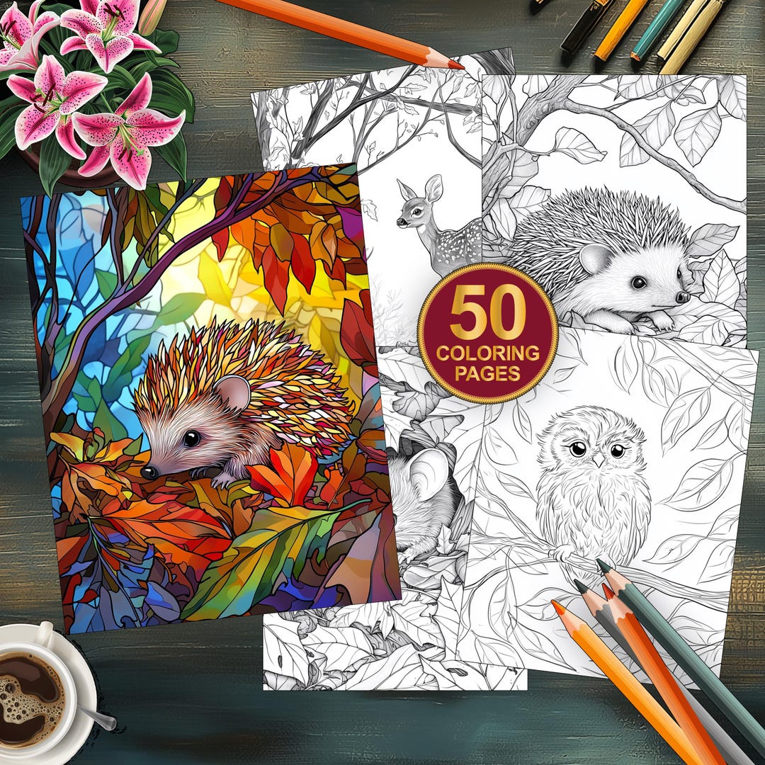 50 Cozy Forest Friends Coloring Book - Printable PDF - Fun Activity ...