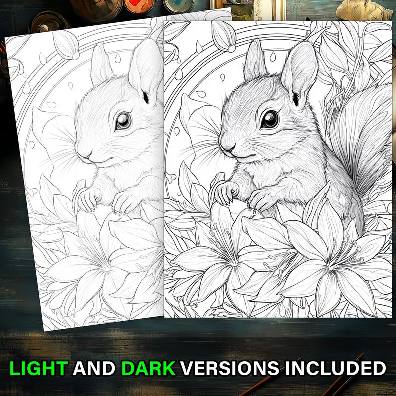 50 Woodland Squirrel Mandala Coloring Pages | Adults + Kids Instant ...