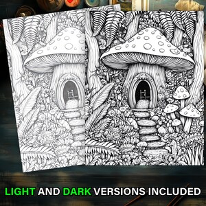 50 Enchanted Mushroom Houses Coloring Pages - Whimsical Art for Adults ...