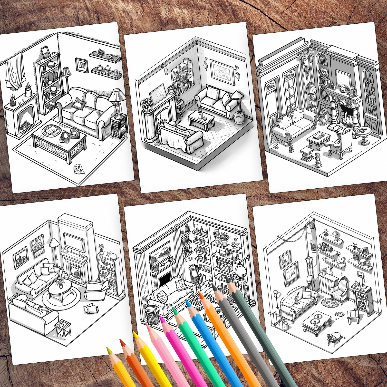 50 Pocket Room Coloring Book | Aesthetic Adult Coloring Page ...