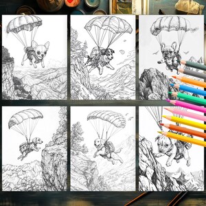 50 Dogs Parachuting Coloring Pages | Funny Puppy Coloring Pages for ...