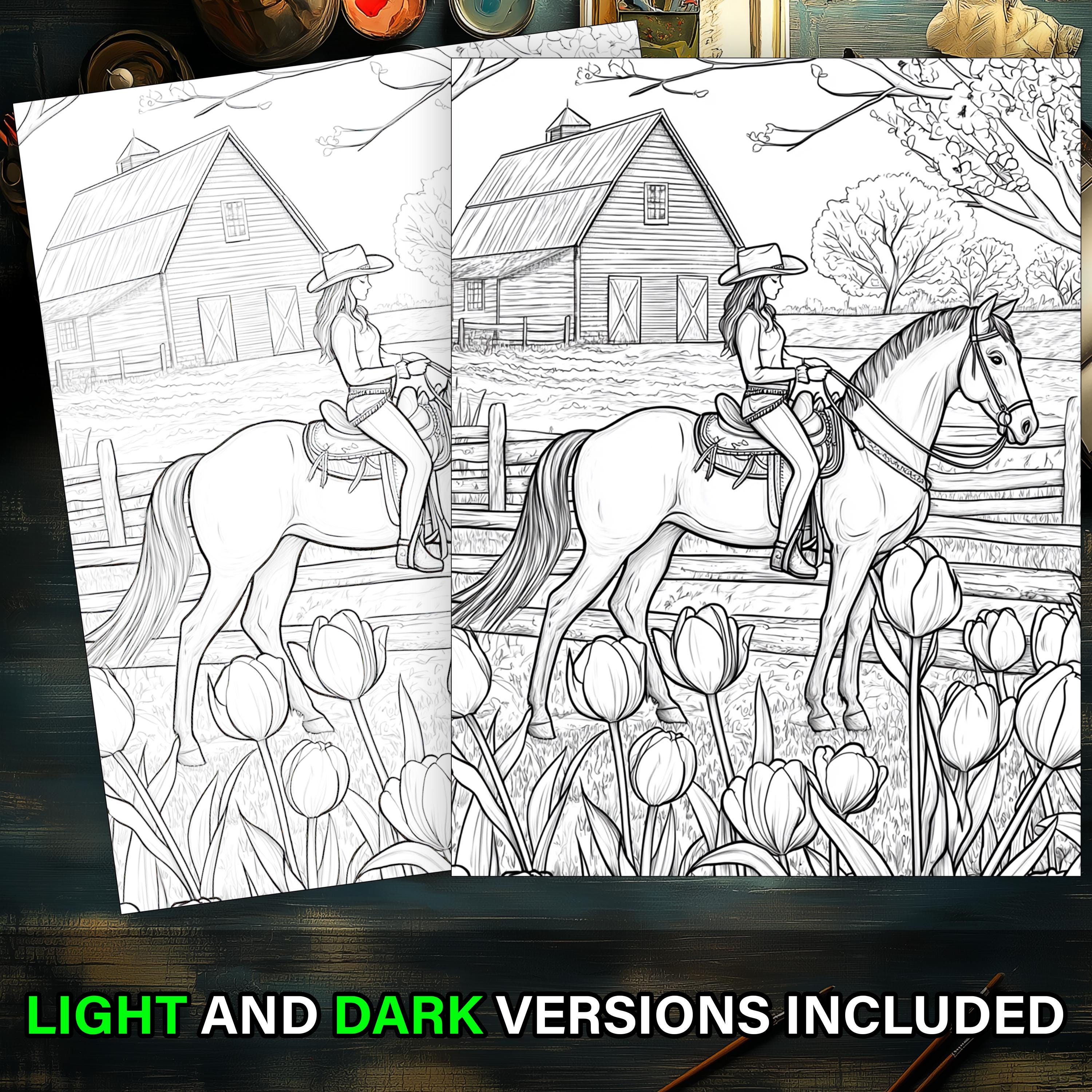 50 Cowgirls Coloring Pages | Digital Download for Kids and Adults ...