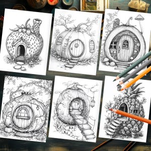 50 Fruit House Coloring Pages | Printable Fantasy Coloring Sheets ...