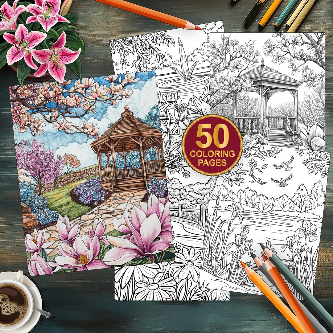 50 Spring Blooms Coloring Pages | Printable Flower Designs for Adults ...