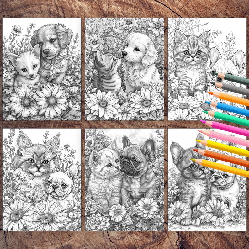 Cat Coloring Book, Dog Coloring Page, Puppies and Kittens Coloring Page ...