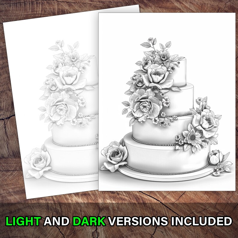 50 Wedding Cake Coloring Pages | Dessert Coloring Book | Birthday Cake ...