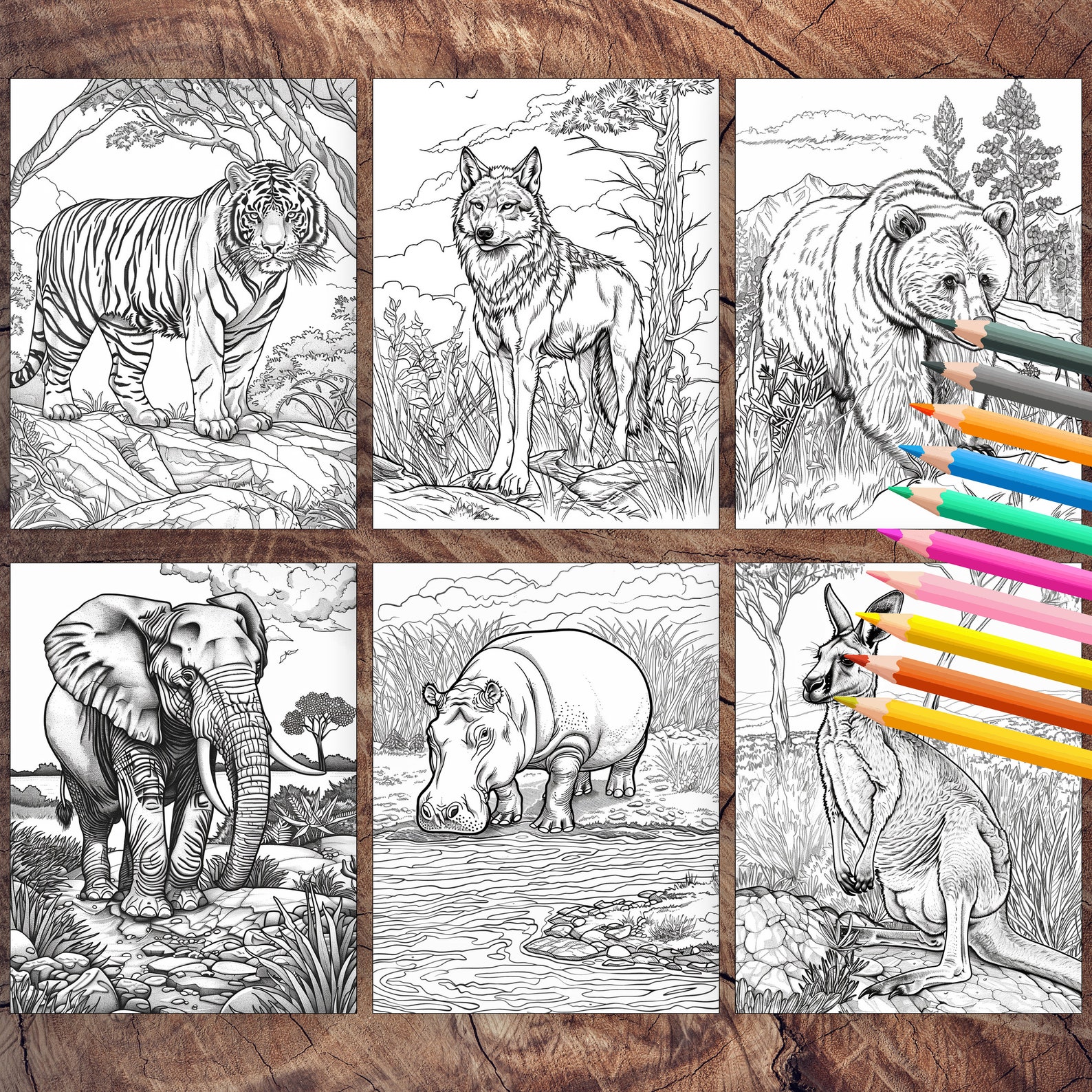50 Wild Animals Coloring Pages | Safari Jungle Coloring Page | Adult ...
