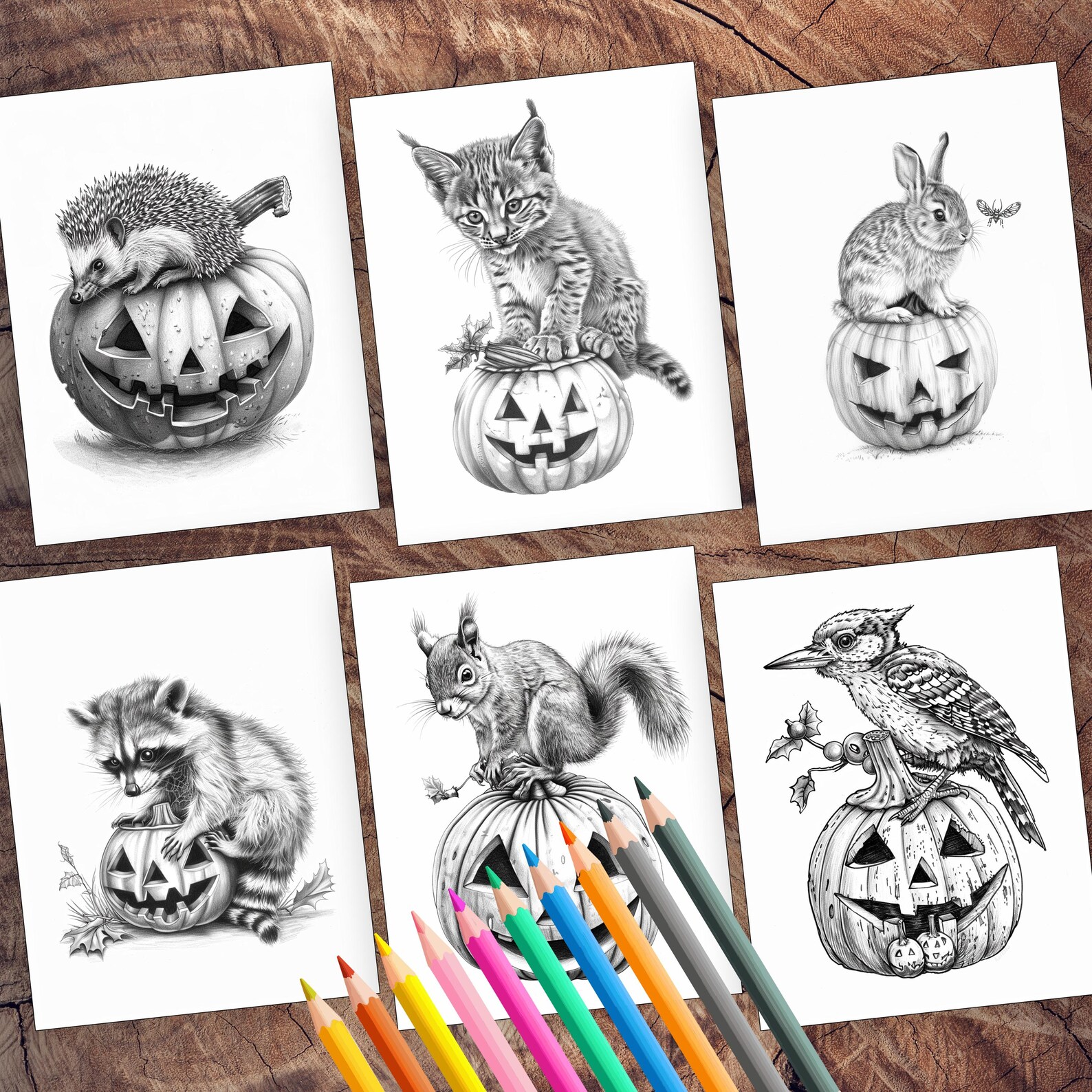 50 Woodland Animals Halloween Coloring Pages | Adults + Kids Instant ...