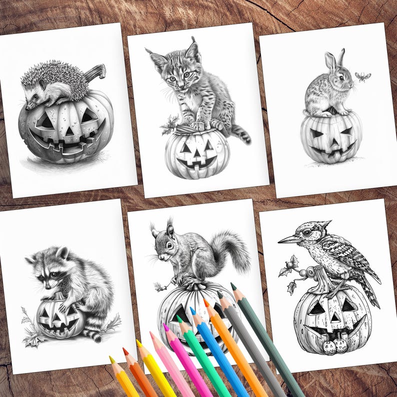 50 Woodland Animals Halloween Coloring Pages | Adults + Kids Instant ...