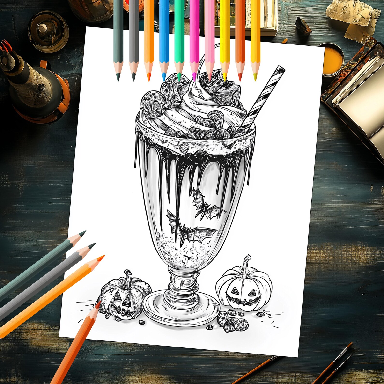 50 Halloween Desserts Coloring Pages | Sweet Treats Instant Download ...