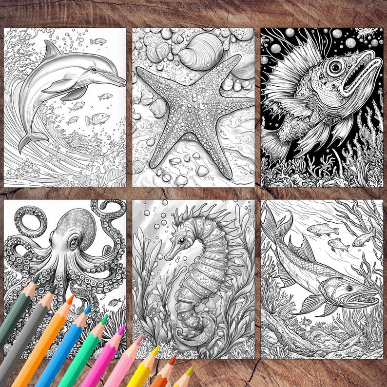 50 Sea Animals Coloring Book | Printable Ocean Creatures | Fun Activity ...
