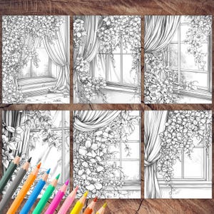 50 Floral Windows Coloring Pages | Beautiful Floral Window Coloring ...