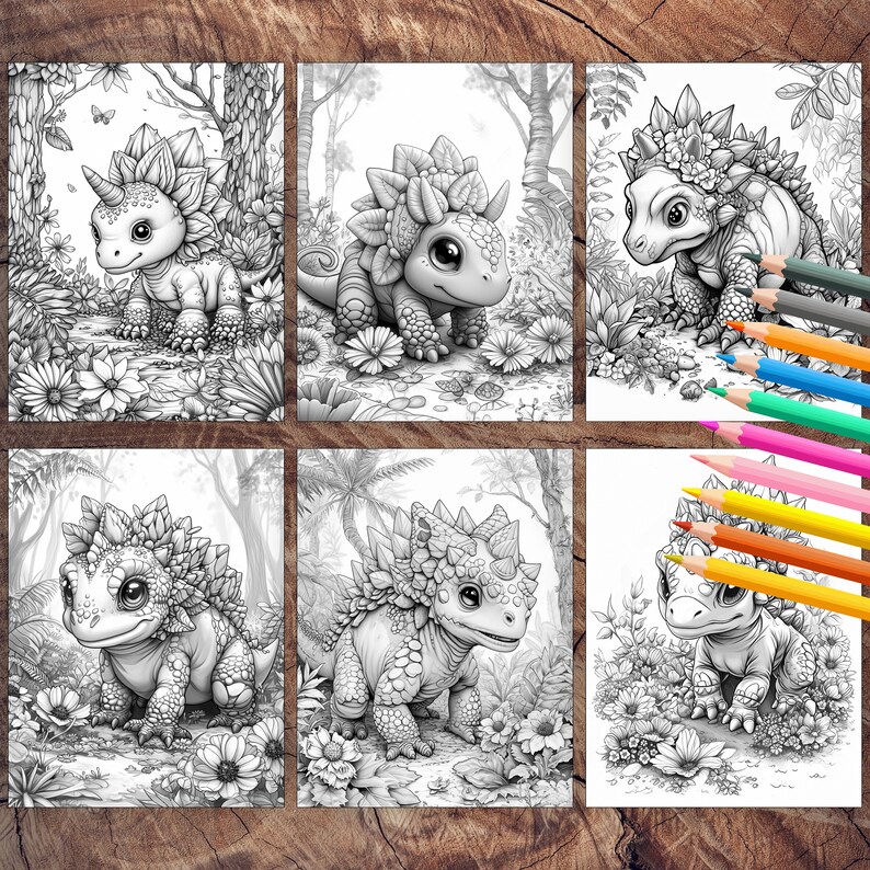 400 Dinosaurs Coloring Pages Vol 1 | Instant Digital Download ...