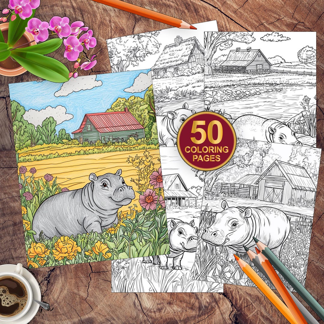 50 Adorable Baby Hippo Coloring Pages | Printable Art for Adults + Kids ...