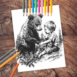 50 Woodland Animal Bear Coloring Pages | Printable PDF for Kids and ...