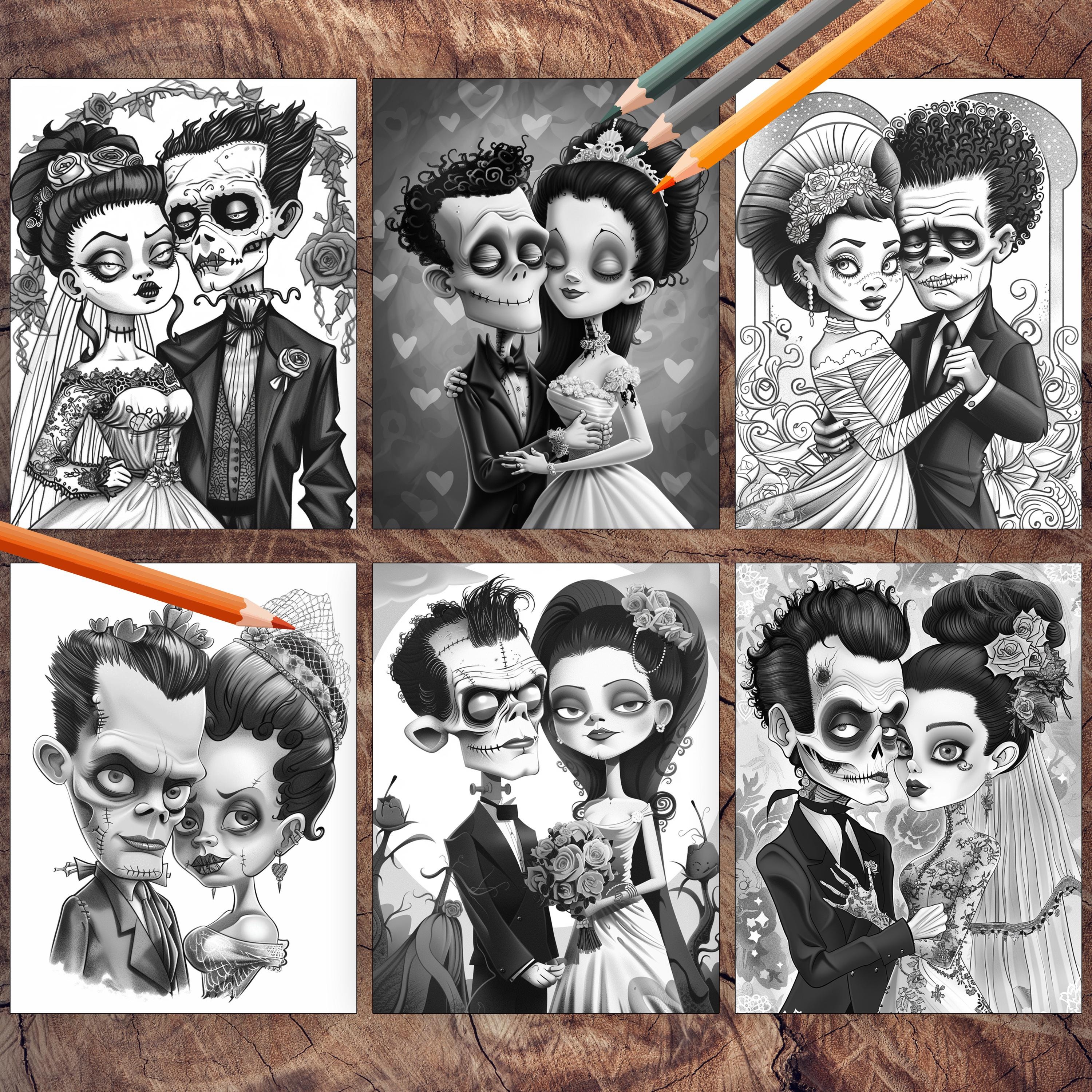 50 Halloween Wedding Coloring Pages Instant Download Fall Coloring Page ...